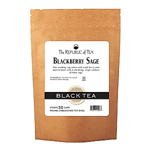 The Republic of Tea Blackberry Sage Black Tea, 50 Count, Gourmet Black Tea, Blackberry And Sage Blend
