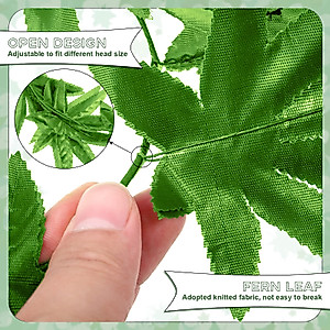 WILLBOND 6 Pieces Tropical Fern Leaf Headband Hawaiian Tropical Leis Headband Knitted Fabric Toga Headwear Leaf Crown