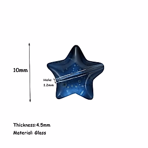 100pcs Dark Blue Star Beads Glass Crystal Star Beads 10mm Star Glass Spacer Beads for Jewelry Bracelet Making DIY Crafts Gifts (Dark Blue Star)