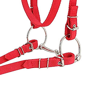 Red Horse Bridle, Adjustable Horse Bridle Rein Harness Headstalls Durable Wearresisting With Soft Cushion Double Check Design