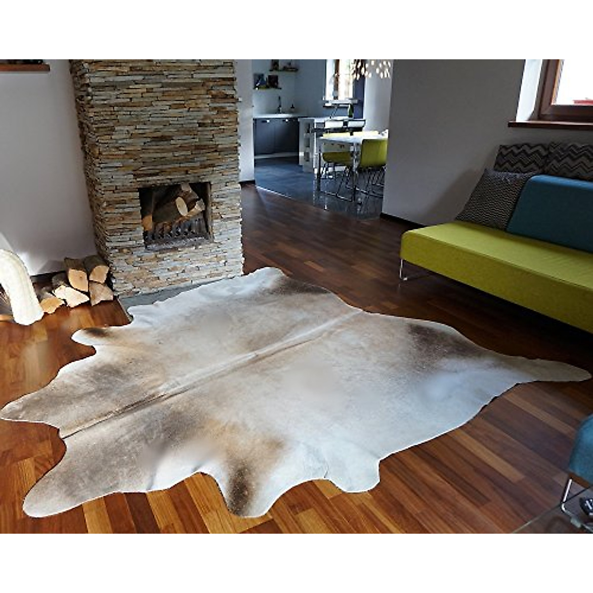 ecowhides Grey Palomino Brazilian Cowhide Area Rug, Cowskin Leather Hide for Home Living Room (XXL) 8 x 7 ft