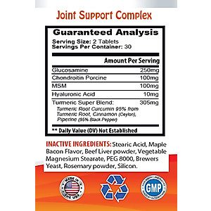 Dog Joint glucosamine - Pets Joint Support with Turmeric and MSM - Dogs and Cats - Premium Complex - Joint Supplements for Dogs with Turmeric - 1 Bottle (60 Tablets)