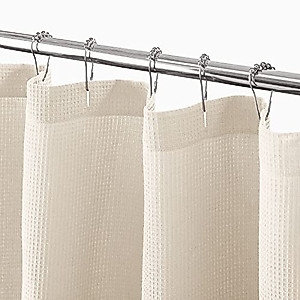 mDesign Cotton Waffle Knit Shower Curtain - Hotel Style Shower Curtain - Luxury, Spa Quality Waffle Weave Fabric Cotton Shower Curtains for Bathroom - Bath and Shower Curtains - 72" x 72", Cream/Beige
