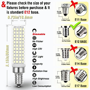 ALIDE E12 100W Dimmable Replacement LED Candelabra Bulbs C7,6000K Daylight Bright Cool White,1000 Lumen T6 E12 10W LED Chandelier Light Bulbs for Ceiling Fan Pendant Lighting Salt Lamp,5 Pack