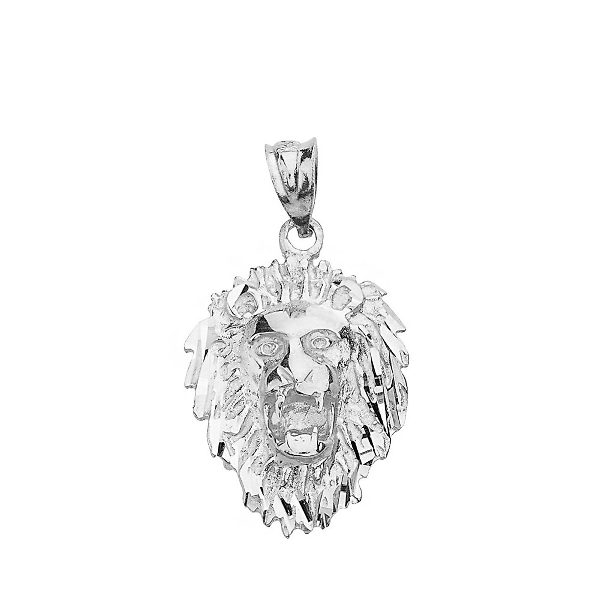 Leo Zodiac Sign Charm Roaring Lion Head Pendant (Sterling-Silver)