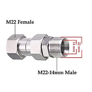 PWACCS Pressure Washer Swivel, M22 14mm Swivel Joint, Stainless Steel, 5000 PSI