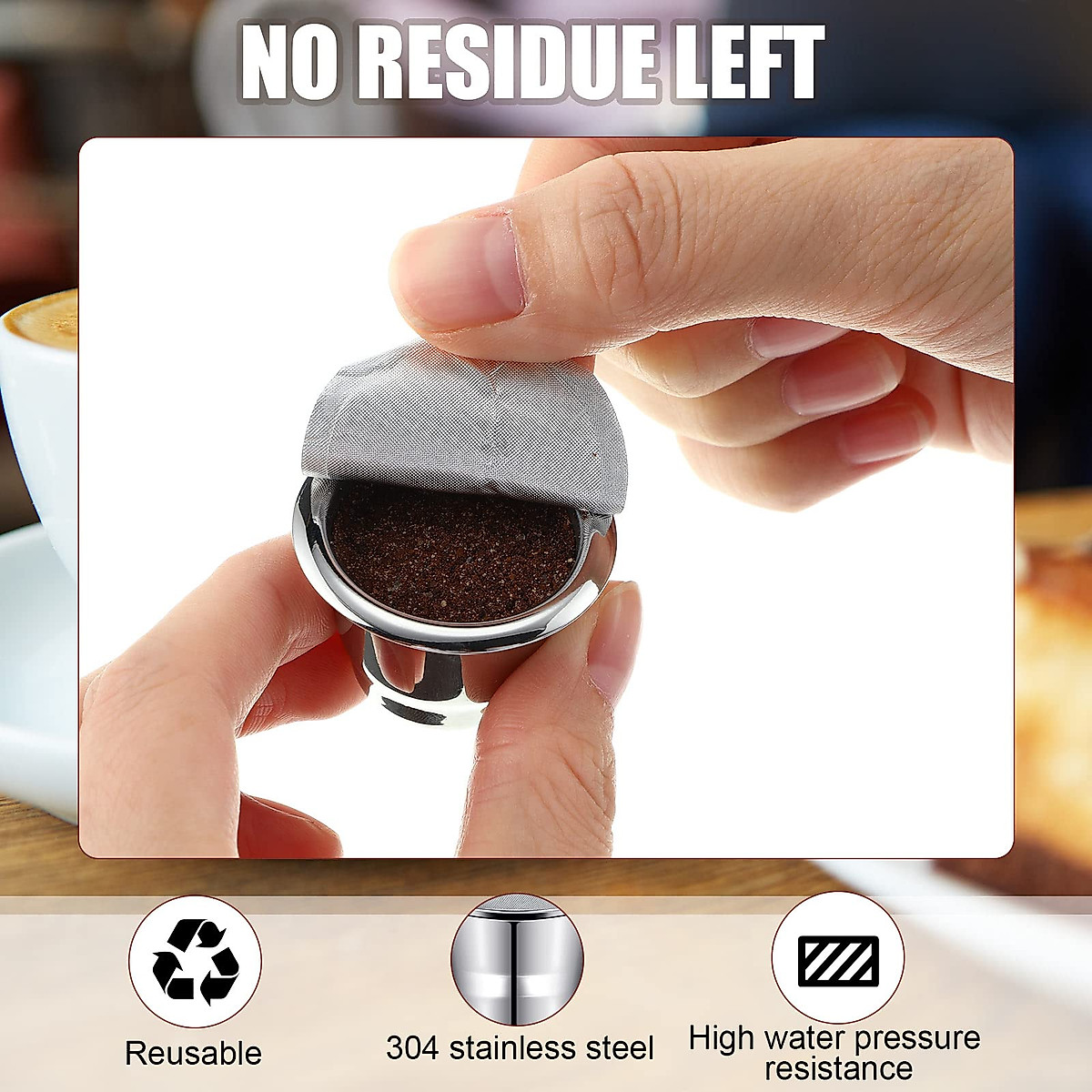 Didaey Reusable Espresso Capsules Stainless Steel Refillable Coffee Pods Reusable Espresso Pods with Aluminum Foil Seals Stickers Lids Compatible with Nespresso Machines (6 Cups, 204 Lids)