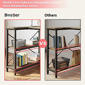 Bestier Small L Shaped Desk with Storage Shelves 47 Inch Corner Computer Desk Writing Study Table for Home Office Small Space, Gray
