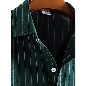 SOLY HUX Men's Short Sleeve Button Down Shirts Casual Dress Going Out Camp Tops Dark Green M