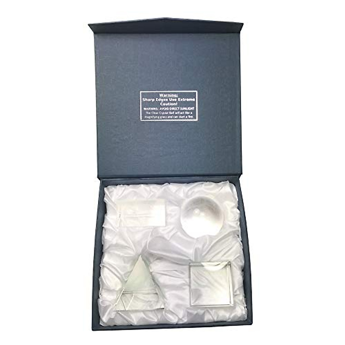 Amlong Crystal K9 Optical Crystal Photography Prism Set of 4 Pieces, 50mm Crystal Ball, 50mm Cube, 60mm Prism, 60mm Pyramid