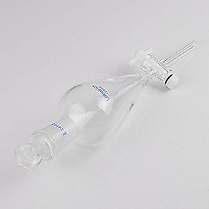 Labasics Borosilicate Glass 125ml Conical Separatory Funnel with PTFE Stopcock, 125mL
