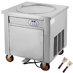 Happybuy Ice Cream Machine Maker 1800W Ice Cream Machine Commercial Flat Plate Electric Ice Cream Machine 19.7'' Squre Pan Ice Cream Roller Maker (Round Pan)