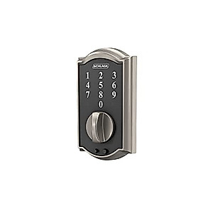 Schlage BE375 CAM 619 Touch Camelot Deadbolt, Electronic Keyless Entry Lock, Satin Nickel