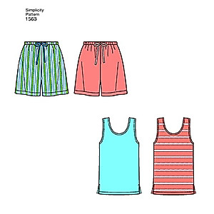 Simplicity US1563A Easy to Sew Teen's, Men's and Women's Pajama Sewing Pattern Kit, Code 1563, Sizes XS-XL