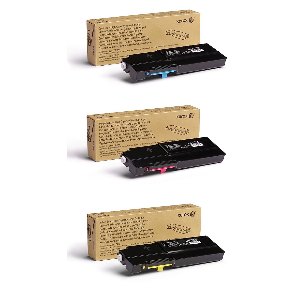 Xerox Cyan/Magenta/Yellow Extra High Capacity Toner Cartridge Set (106R03525, 106R03526, 106R03527) - 8000 Pages - for use in VersaLink C400/C405