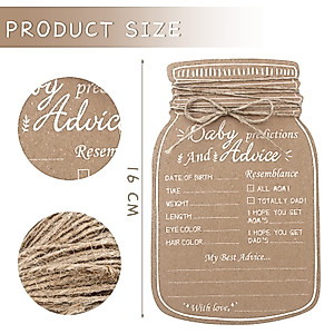 Lincia 50 Pcs Baby Shower Prediction and Advice Cards Mason Jar Advice and Prediction Cards Baby Shower Cards for Baby Shower Gender Reveal Party Supplies Mom Dad Party Decorations(Brown)