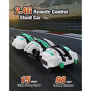 BAZADER RC Cars with LED Lights - Remote Control Car Snake 360° Roll Toys, Birthday for Kids Age 7 8 9 10 11+ Year Old, 2 Batteries 30+min, Indoor/Outdoor Toys for 6-12 yr Teen Boys