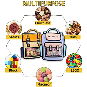 30 Pack Cartoon Backpack Goodie Bags Clear Gift Candy Bags with Handle Small Plastic Ziplock Seal Bags Smell Proof Resealable Packaging Storage Bags Candy Bag Party Favor Birthday Bags(Mixcolor)