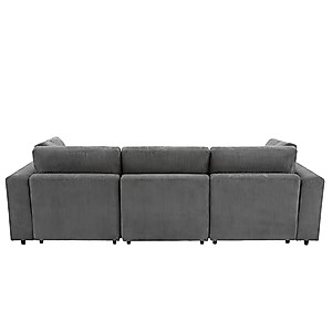 ERYE Morden Soft Corduroy Upholstered 3 Seater Sofa Couch Super Deep Seat Sofa&Couch with Removable Back Cushions and 5 Pillows for Living Room, Apartment, Office