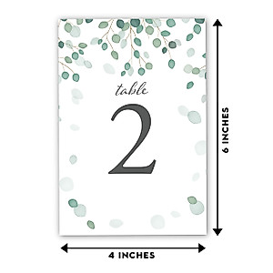 UP THE MOMENT Eucalyptus Table Numbers Wedding, 1-25, Centerpiece Decorations, Double Sided 4x6, Numbers 1-25 and Head Table Card Included, for Table Number Holders
