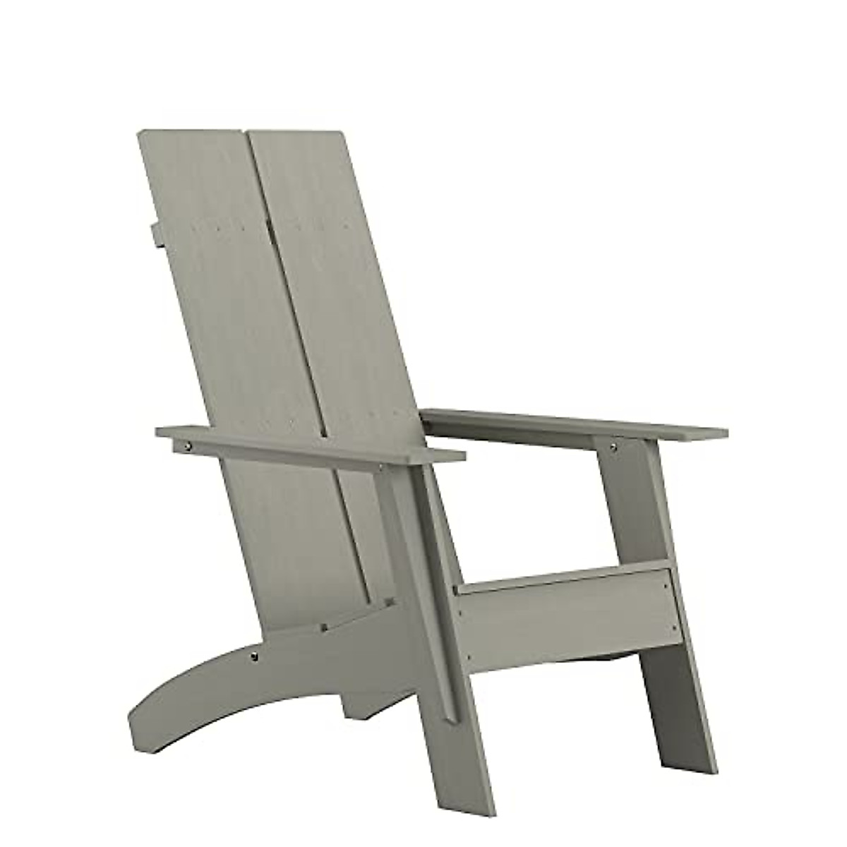 Flash Furniture Sawyer Modern 2-Slat Back Adirondack Chair - Gray All-Weather Poly Resin Lounge Chair