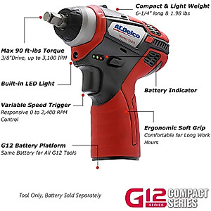 ACDelco ARI12104T G12 Series 12V Cordless Li-ion 3/8” 90 ft-lbs. Impact Wrench - Bare Tool Only