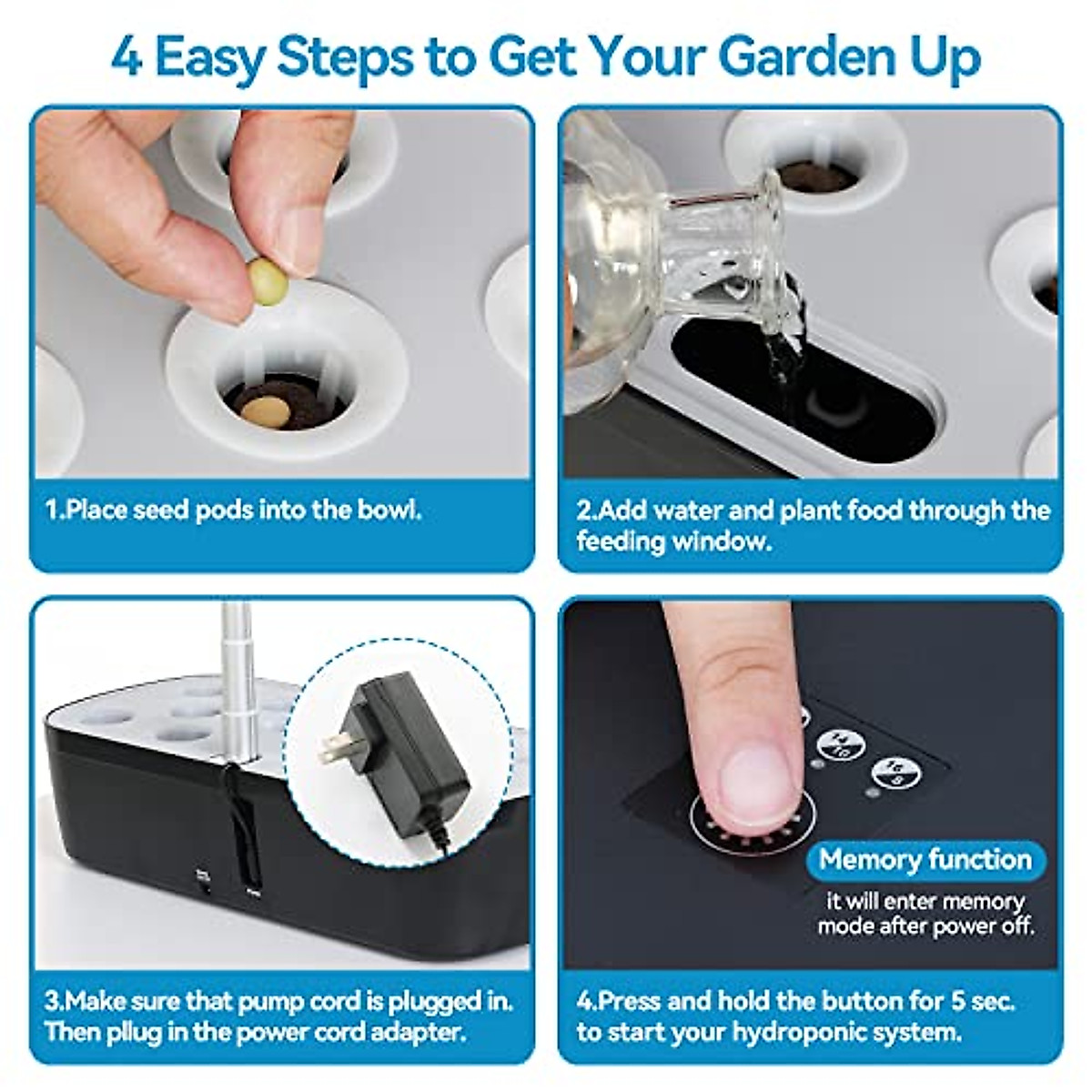 KioGro Hydroponics Growing System, 12 Pods Herb Garden Kit Indoor with 139 LED Grow Light Gardening System, Automatic Timer, Height Adjustable, 4L Water Tank for Home