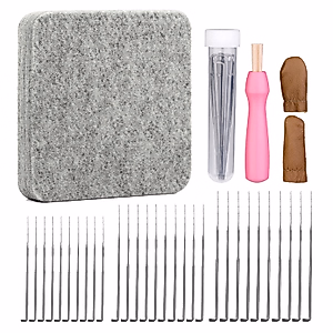 Needle Felting Kit,Needle Felting Pad,Needle Felting Tool with 6"x6"Needle Felting Mat,Felting Needles for Wool,Leather Finger Guards,Good for Any Felting
