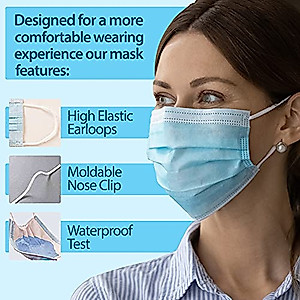 SereneLife 1000pcs 3-Ply Disposable Face Masks - 3 Layer Protection Breathable Non-Woven Face Masks, Facial Mouth Cover, 3ply Filter Mask SL3PLY1000