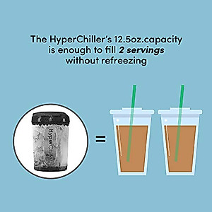 HyperChiller HC2 Patented Iced Coffee/Beverage Cooler, NEW, IMPROVED,STRONGER AND MORE DURABLE! Ready in One Minute, Reusable for Iced Tea, Wine, Spirits, Alcohol, Juice, 12.5 Oz, Black