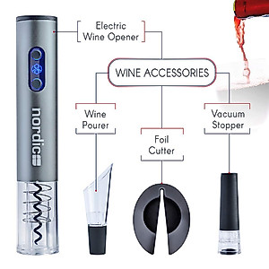 Electric Wine Rechargeable – Corkscrew Wine Foil Cutter & Electrical Wine Opener with Charger – Wine Lover Gifts – Wine Accessories Kit - by DailyNordic