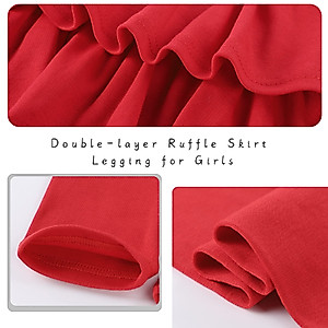 Witwot Toddler Girl Leggings with Skirt Tutu Pants Uniform 5-6 Years Red