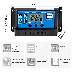Solar Regulator, Solar Controller LCD Display Power Off Memory PWM for Industry (40A)