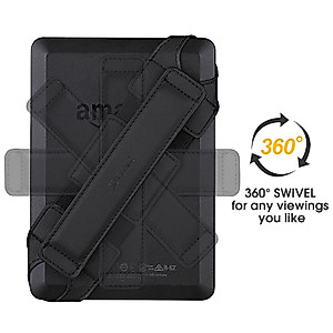 Generic Tablet Hand Strap Holder, Joylink 360 Degrees Swivel Leather Handle Grip with Elastic Belt, Secure & Portable for 6"-7” Tablets (Amazon Fire Huawei ASUS Samsung),Black