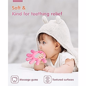 Teething Toys for Babies 0-6 Months|Teethers for Babies 6-12 Months|Food Grade Silicone Teething Relief Chew Baby Girl Toys|3 4 5 Months Old Developmental Baby Infant Toys Gifts