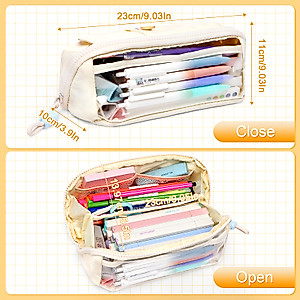 Toplive Big Capacity Pencil Case Large Pencil Pouch Stationery Pen Bag Big Pen Brushes Organizer Cases, Home College Office Travel Storage Cosmetic Bag for Women Adult, White