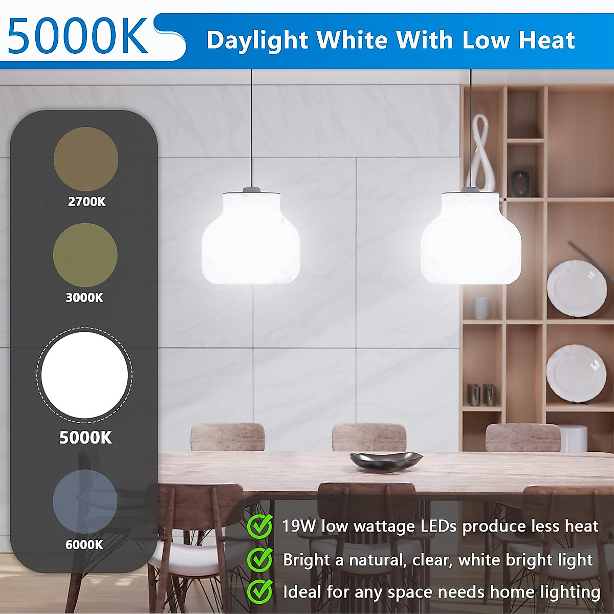 Maylaywood A21 LED Light Bulbs, 150 Watt Equivalent LED Bulb, Daylight White 5000K, 2600LM, E26 Base, Non-Dimmable, 19W Bright White LED Bulb, 4-Pack