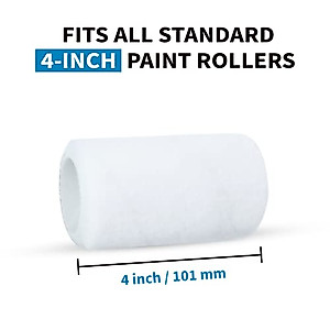 Precision Defined Paint Roller Covers 4-Inch, Paint Roller Cover Set Refill 6-Pack, Replacement Covers for Roller Brushes Set, Exterior Paint Rollers for Painting Walls, Smooth Rolling (1/2-Inch Nap)