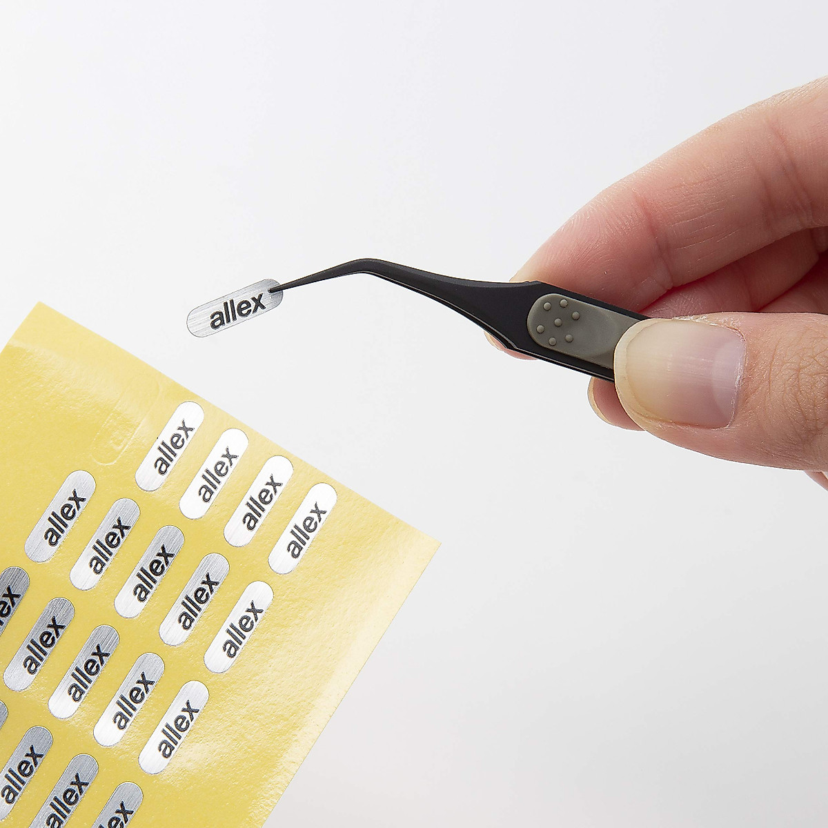 ALLEX Japanese Sticker Tweezers Precision Fine Point Tips (Curved Non-Stick Coating), Made in JAPAN, Pointy Craft Tweezers for Crafting, Hobby, Jewelry Detail Work, Japanese Stainless Steel, Black