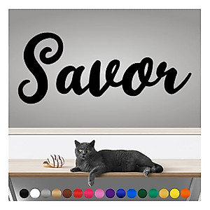 Transform Your Walls with Professional Grade, Outdoor Weatherproof Vinyl Stickers - Happy Sunday - UV Resistant, Made in The USA! Inspirational Words: Savor: 14 Inch, Satin Silver