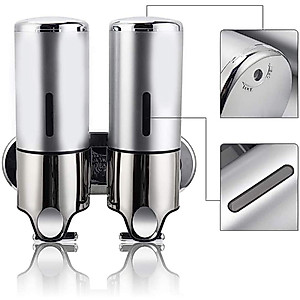 Girl and Cat Soap Dispenser 34 fl.oz. Wall Mount Manual Pump Soap Dispenser Shampoo/Lotion Shower Dispenser (silver-2pack)