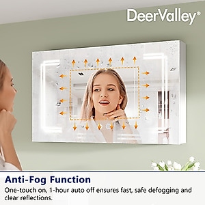 Deer Valley DV-1VM0238 Medicine Cabinets for Bathroom with Mirror, 39.97"x 23.62" Wall Mounted LED Medicine Cabinet Organizer with Defogger, Dimmer, Bluetooth Speaker, Three Doors