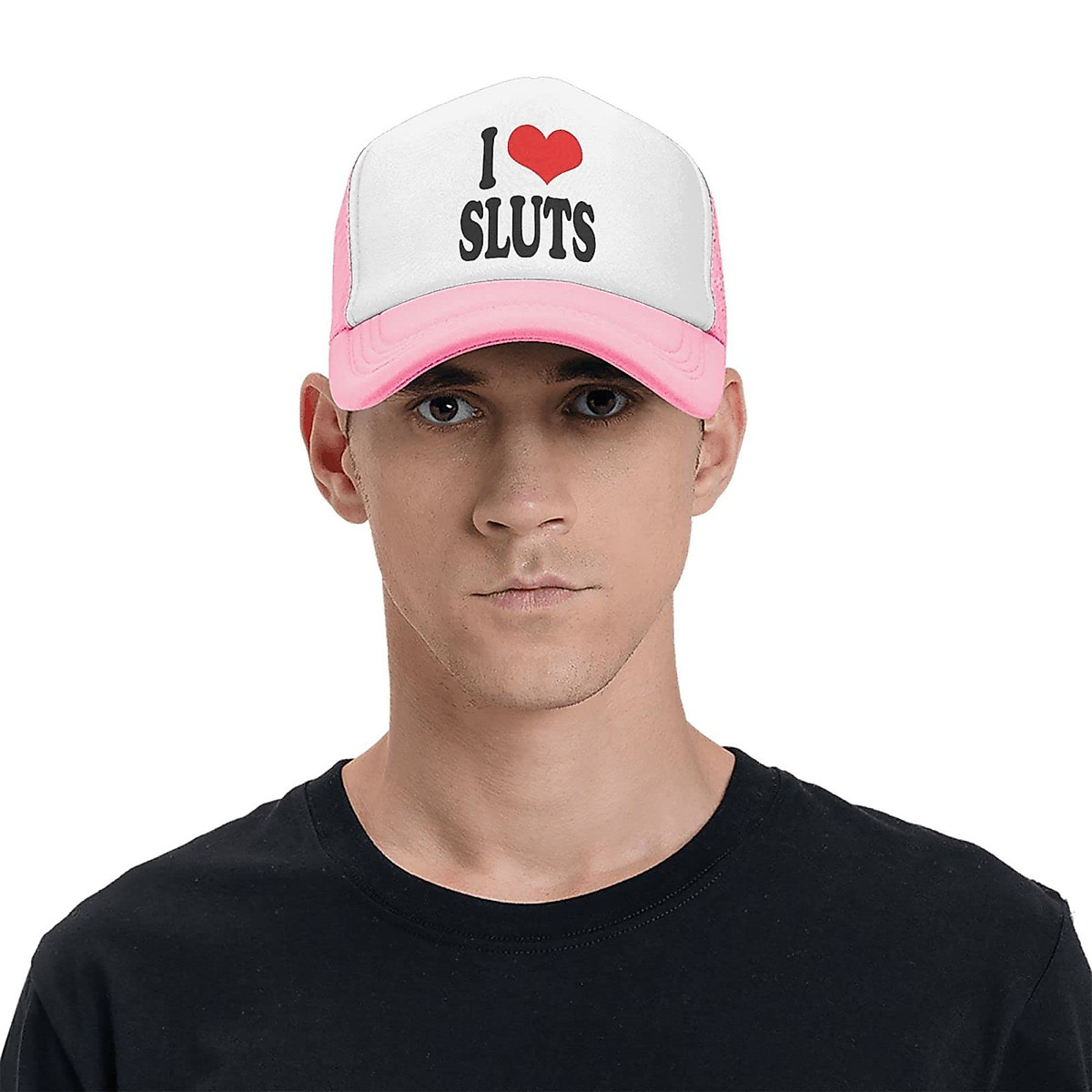 Hat,I Love Sluts Trucker Hat Baseball Cap Pink Women Men Dad Hat Golf Cowboy Hat