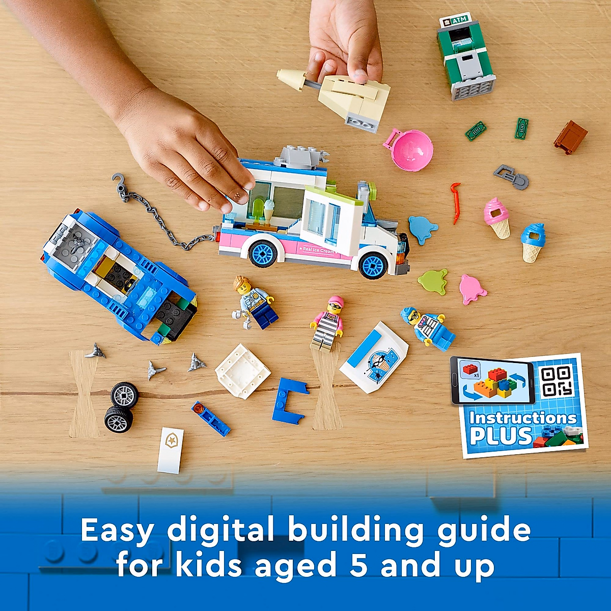 LEGO City Ice Cream Truck Police Chase Van 60314 Toy for Kids, Girls and Boys Age 5 Plus Years Old with Splat Launcher & City Police Car