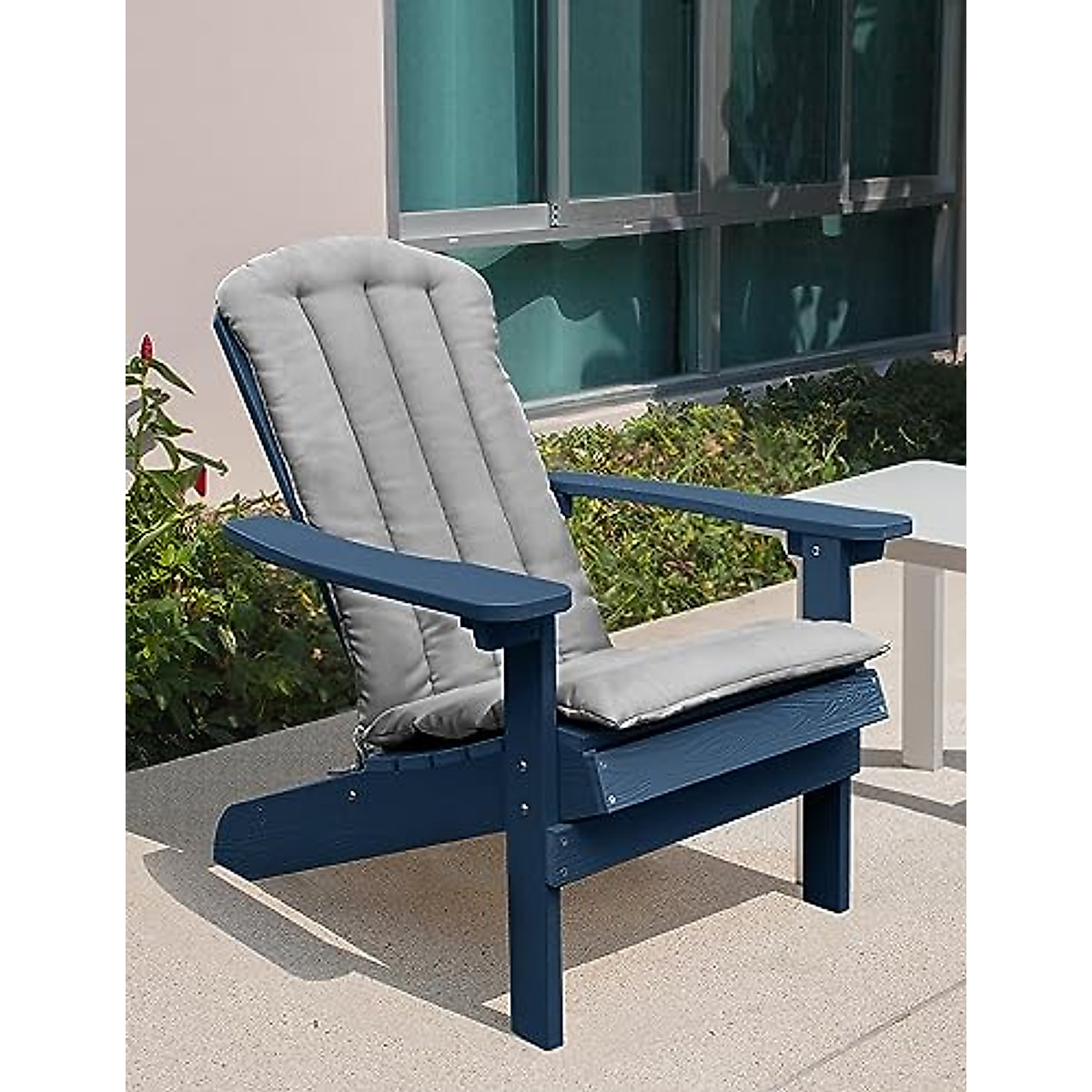 YEFU Outdoor Rocking Chair with Thin Cushion, Adirondack Chair for Indoor and Outdoor, Used in Patio, Fire Pit, Deck, Garden, Campfire Chairs(Black Chair+Gray Cushion)