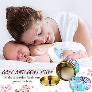 Chengu 2 Sets Body Powder Puff and Container, 2 Soft Puffs 2 Spoon and 2 Dusting Loose Powder Container for Baby Women Home and Travel Use