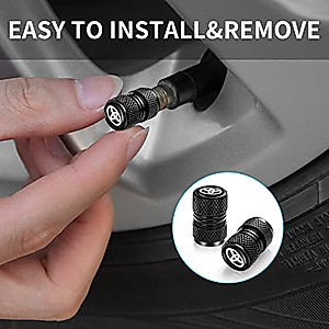 MIGUOER Tire Valve Stem Cap Cover fit fit for Toyota Tacoma Avalon Camry Prius Avalon Corolla RAV4 Highlander Belt O-Ring Seal Corrosion Resistant tire Valve caps 4 Pc Black