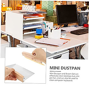 Amosfun 1 Set Small Broom Dustpan Outdoor Dustpan Espresso Shot Mini Drawers for Desk Coffee Milkpowder Brush Small Cleaning Brush Cleaning Supplies Cleaning Brush with Dustpan Iron White