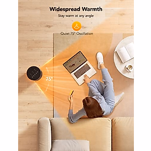 Govee Smart Space Heater, 1500W Fast Heating WiFi Small Heater with Thermostat, Quiet Portable Electric Ceramic Heater with RGB Night Light for Office, Living Room, Indoors, App & Voice Control