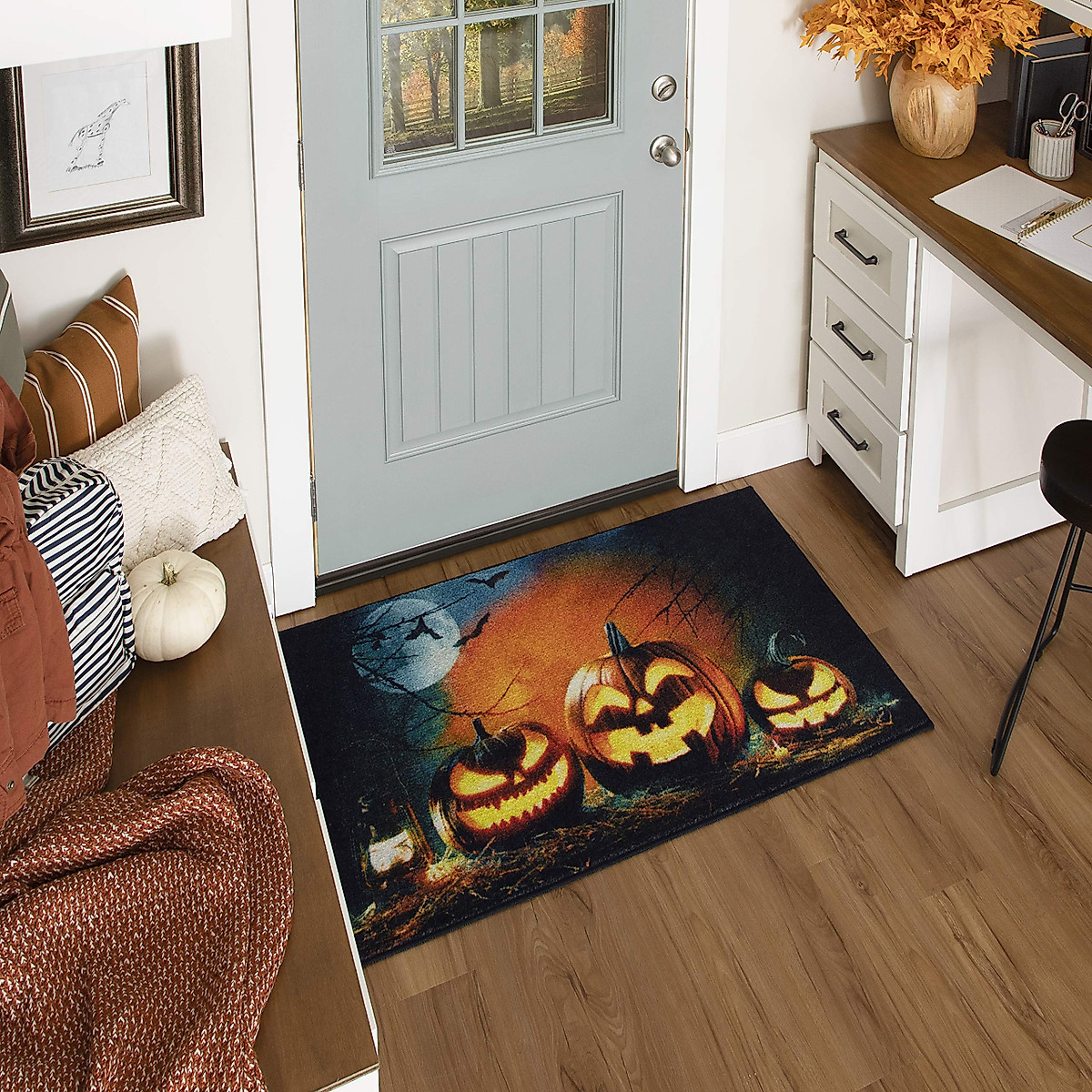 Mohawk Home Halloween Kitchen Mat, Glowing Jacks Multi (2' 6" x 4' 2")